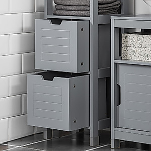 Haotian Floor Standing Tall Bathroom Storage Cabinet with Shelves and Door,Linen Tower Bath Cabinet, Cabinet with Shelf, Grey FRG126-SG