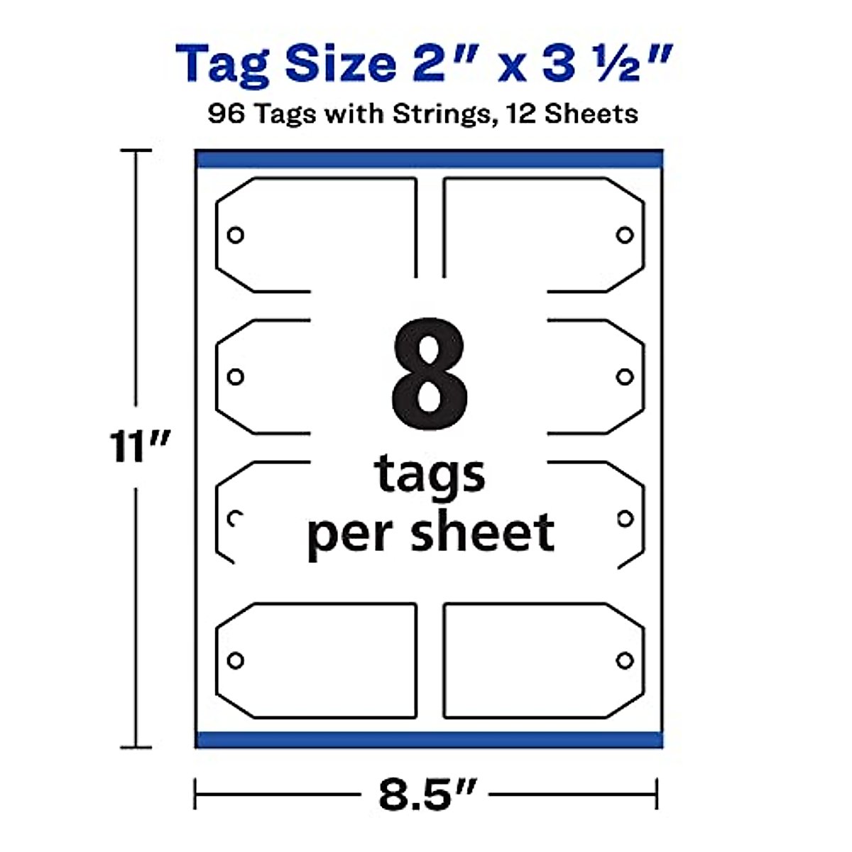 Avery Printable Blank Gift Tags with Sure Feed, 2" x 3.5", White, 96 Customizable Tags with Strings (22802)