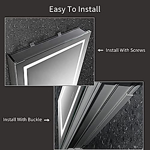 LADEED 26 x 20 Inch Led Medicine Cabinet Outlet, Lighted Medicine Cabinets for Bathroom with Mirror, Recessed or Surface Wall Mounted, Defogger, Dimmer, Glass Door Cabinet with Single Door