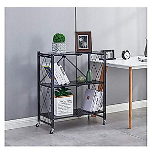 ATAAY Adjustable Storage Shelf with Wheel, Kitchen Organizer Shelving Storage Rack for Garage Unit Heavy Duty Kitchen Storage Rack,Foldable Storage Shelving/a