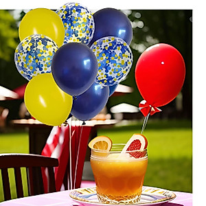 Blue and Yellow Graduation Balloons,12inch Navy Blue Yellow Latex Helium Balloons,Golden State Warriors Party,Minions Party Decorations,Pack of 50