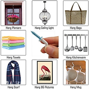 Hayodo 2 inches Ceiling Screw Hooks 15Pcs with Reusable Case Vinyl Coated Cup Hook Holder Screw-in Hooks for Hanging (Black)