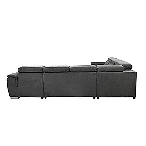 FANYE Gray Corner Sectional Sleeper Reversible Storage Chaise, Modern Convertible Practical Sofa W/Pull Out Sleep Couch Bed for Home Apartment OfficeGray U-Shaped