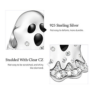GNOCE Halloween Ghost Charms for Bracelet 925 Sterling Silver Horror Christmas Bead Charms For Women Jewelry Gift Fit Necklace