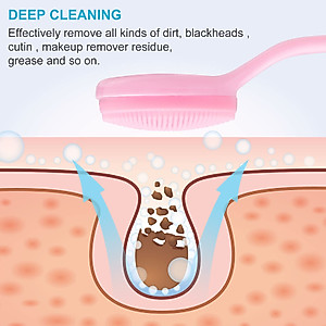 HINZIC 2 Pack Silicone Manual Facial Cleansing Brush, Skin Friendly Waterproof Face Cleaning Scrubber Exfoliator Cleanser for Blackheads Whiteheads Makeup Residues Removal- Blue & Pink