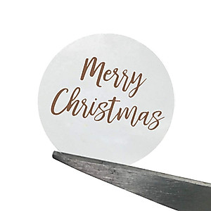HUGUWEDING Transparent Gold Foil Merry Christmas Stickers Seal Label, 500pcs/roll Round, for Stamp Envelopes Cards Invitations Gift Packages, Scrapbooking Gift Packaging Seal Labels