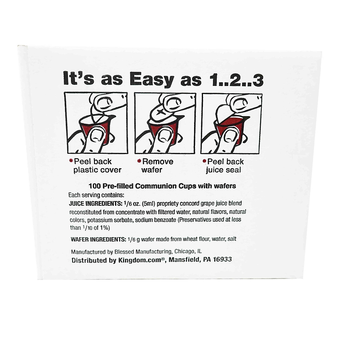 Kingdom Prefilled Communion Cup with Wafers(100 ct-red juice) Sealed in a Single-Serving Container with 1-Year Shelf Life, Perfect for Holy Eucharist Celebration in Hospitals, Summer Camps, and more!