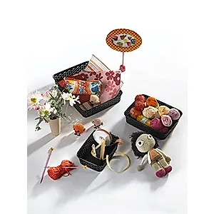 Curver 203415 Rattan-Look Office Basket, A6 Size, Polypropylene, Chocolate, chocolate, 19,8 x 14,2 x 6 cm