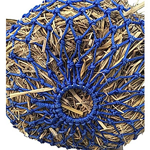 Majestic Ally 2 Pcs 1.25”x1.25” Holes Ultra Slow Feed 36” Very Sturdy Hay Net with Bottom Ring for Horses, Goat, Travel Feeder for Trailer and Stall, Reduces Waste (Royal Blue)