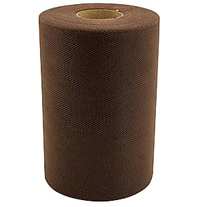 Tulle Fabric Roll | 6” by 100 Yards | Polyester Spool for Crafts Decorations Tutu Weddings Costumes Skirts Parties and More – by Craft Forge (Brown)