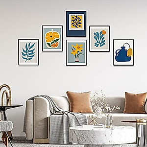 Zzuyi Set of 6 Matisse Canvas Wall Art Poster, Matisse Blue Yellow Floral Plant Abstract Shapes Illustrations, Abstract Minimalist Wall Art Posters , Sunflower Canvas Paintings Pictures for Bedroom, Living Room Wall Decor - 8''x10''x6 Pcs Unframed