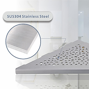 HIDROP Brushed Nickel Corner Shower Shelf 10" Triangular Corner Shelf Stainless Steel Bathroom Shelf for Tiled Wall, 2 Pack Shower Corner Shelf, No Drilling