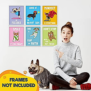 kanru Funny Dog Posters, funny dog wall art, Motivational Posters for Classroom, Office or Home, Inspirational Wall Decor, Dog Wall Décor, Funny Poster (Set of 6, 8.5X11 inch, Unframed)