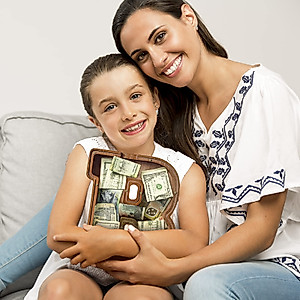 SummiDate Extra Large Wooden Piggy Bank| Piggy Bank for Boys Girls Toddler| Alphabet G Money Bank| Coin Bank Birthday Gift for Kids|Children's Day Gift(12"- Initial-G)