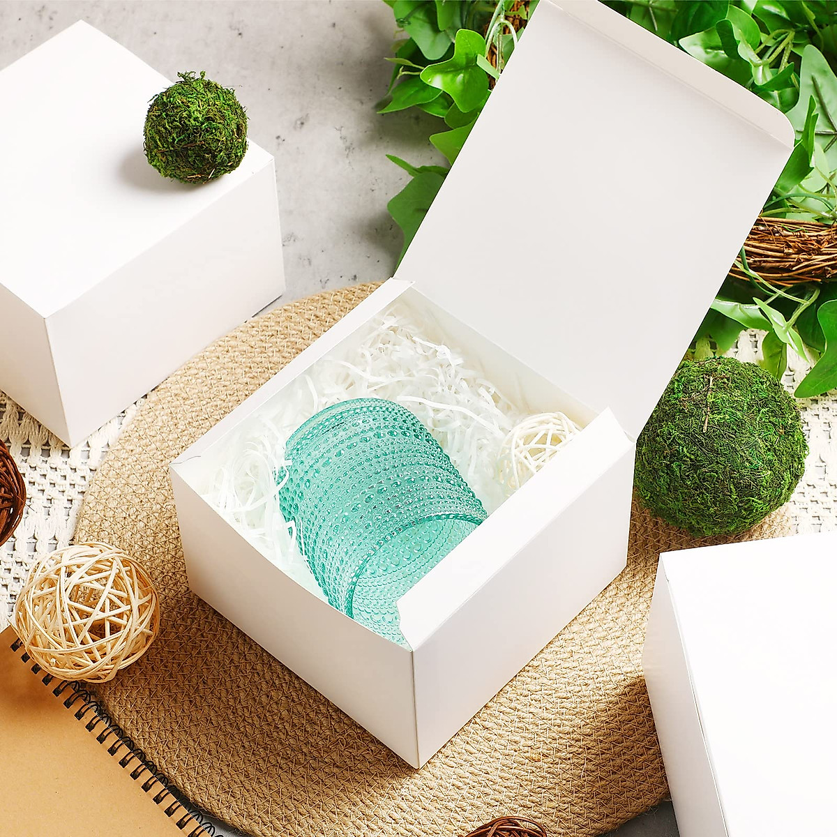 100 Pcs 6 x 6 x 4 Inch Small Gift Boxes with Lids Bridesmaid Proposal Box Assemble Gift Wrap Boxes Square White Box for Gifts, Candles, Party Favor, Wedding Birthday Party Supplies