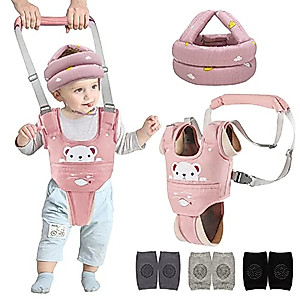 Ocanoiy Baby Walking Harness Handheld Baby Walker Assistant Belt Baby Head Protector Baby Helmet for Crawling Walking Baby Knee Pads