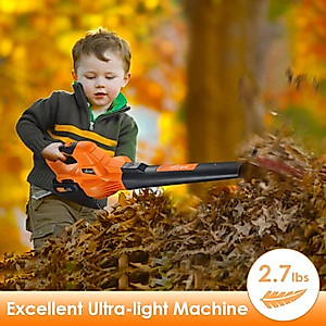 SnapFresh Leaf Blower -20V Cordless Leaf Blower with Battery & Charger, Electric Leaf Blower for Yard Cleaning, Lightweight Leaf Blower Battery Powered for Snow Blowing (Battery & Charger Included)