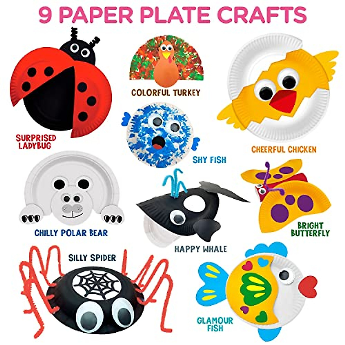 Arts and Crafts for Toddlers, Create Animal Crafts from Paper Plates, Includes All Supplies and Instructions, Best Craft Project Kit for Ages 2-5