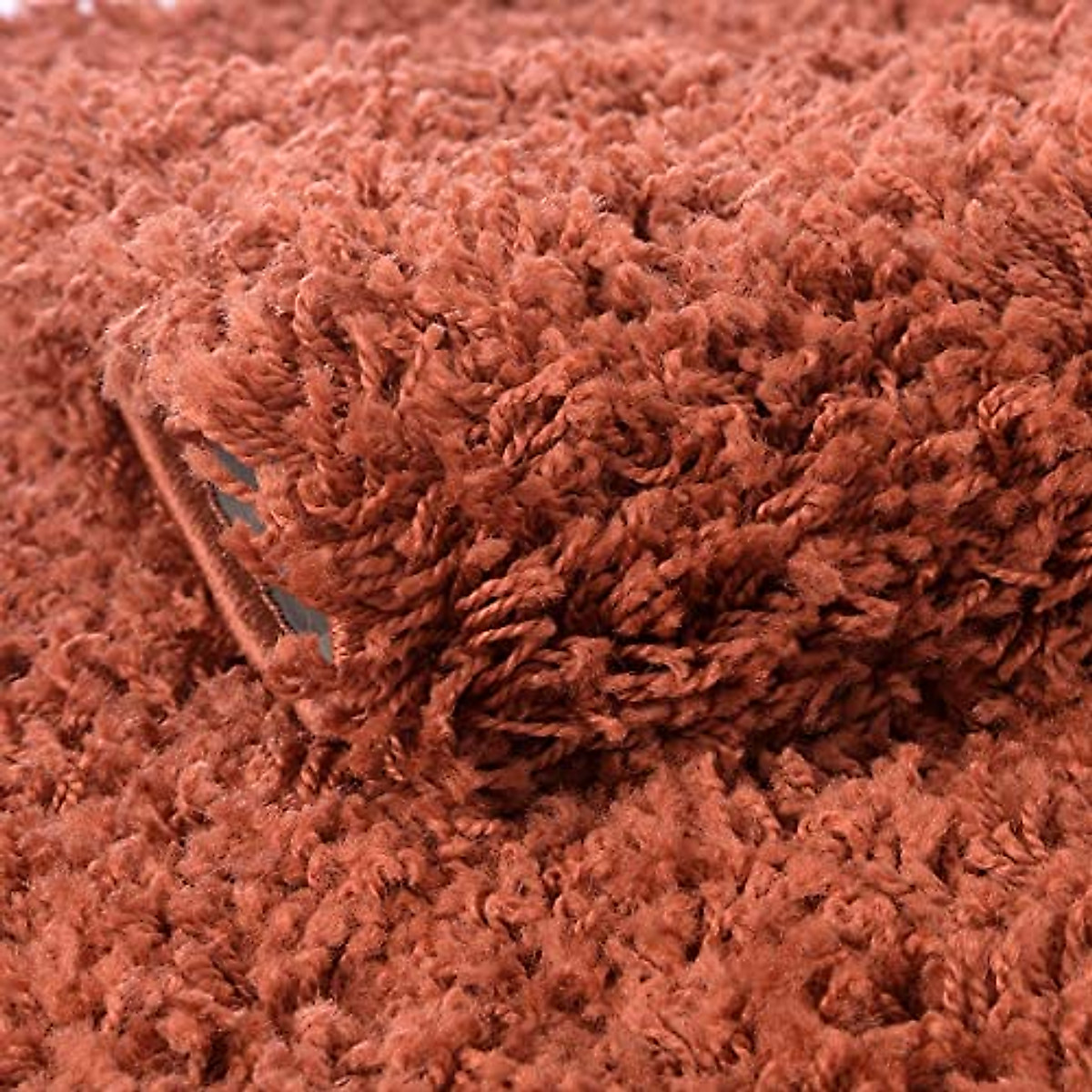 Rugs.com - Über Cozy Solid Shag Collection Rug – 4' x 6' Terracotta Shag Rug Perfect for Entryways, Kitchens, Breakfast Nooks, Accent Pieces