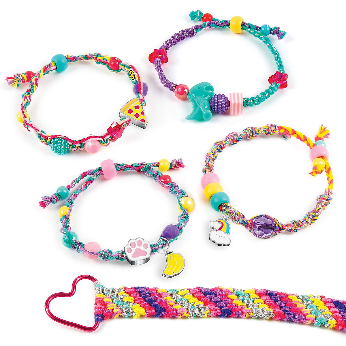 Make It Real - Good Vibes Bracelets Kit - DIY Charm Bracelet Making Kit with Case - Friendship Bracelet Kit with Beads, Charms & Thread - Arts & Crafts Bead Kit for Girls - Makes 5 Bracelets