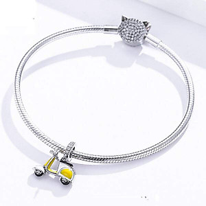 Yellow Enamel Motorcycle Charm 925 Sterling Silver Car Charm Pendant Travel Charm Bracelets for Women Mother's Day Christmas (Motorcycle Pendant)