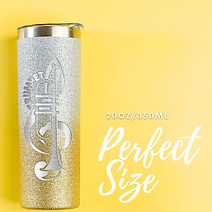 Onebttl Trumpet Gifts for Women, Grils, Trumpet Travel Mug for Music Lover, Trumpet Lovers, Glittering 20oz Stainless Steel Tumbler