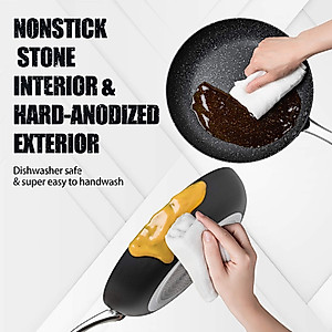 MICHELANGELO 10 Inch Frying Pan with Lid, Hard Anodized Frying Pan Nonstick, Granite Frying Pans Nonstick with Lids, 10 Inch Induction Skillet Nonstick Frying Pan