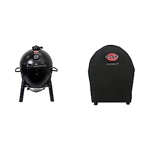 Char-Griller E6714 AKORN Jr. Portable Kamado Charcoal Grill + Grill Cover Bundle