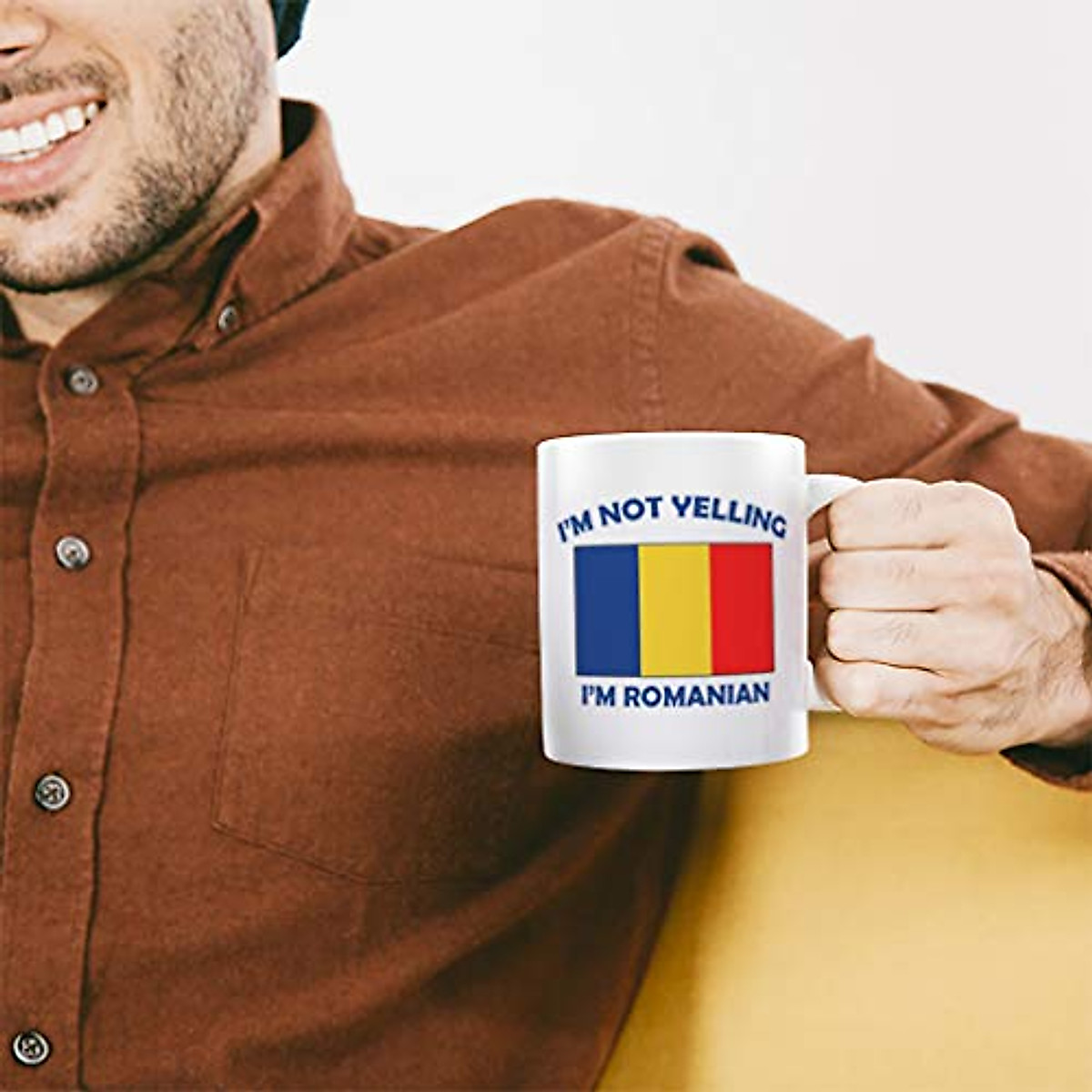 I'M Not Yelling I Am Romanian Romania Romanians Ceramic Coffee Tea Mug Cup Holiday Christmas Hanukkah Gift For Men & Women