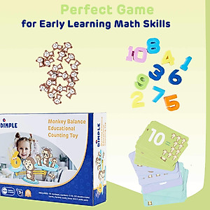 Dimple Monkey Balance Counting Educational Math Toy for Girls and Boys, STEM Toys for Ages 4 5 6 7 8 Year olds, Kindergarden Preschool Learning Numbers Toy, Kids Number Game