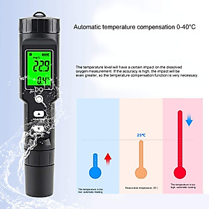 Hyuduo Digital Dissolved Oxygen Meter PH Water Quality Temperature and Humidity Meter Analyzer for 0.0‑40.0mg L Oxygen Concentration Portable DO Pen