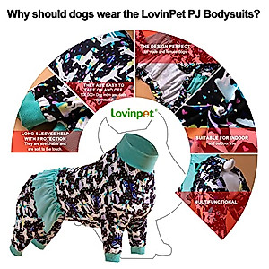 LovinPet Large Giant Dog Pajamas, Post Surgery Recovery Shirt for Large Dogs, Unicorns in Space Black Print/Lightweight Big Dogs Pullover, Full Coverage Large Breed Dog Jammies, Pet PJ's /3XL