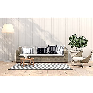 Kiuree Black and White Outdoor Pillows Waterproof Throw Pillow Covers for Patio Furniture Geometric Outdoor Pillow Cases for Patio Furniture Tent Balcony Couch 18 X 18 Inch Set of 2(White)