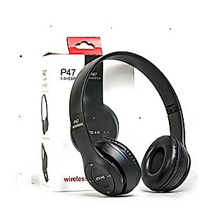 Wireless Headphones, P47 Bluetooth Foldable Over Ear Headset with Microphone Wired and Wireless Multi Functions Control Buttons Working Time 5-8 Hours (Red)