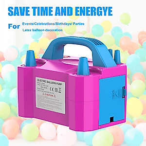 LANGXUN Portable High Power Electric Balloon Pump, Two Nozzle 110V 600W Air Blower Electric Ballon Inflator Pump for Party Latex Balloon Decoration Supplies