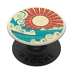 Vintage Sun & Ocean Surf Waves - Beach Bum PopSockets PopGrip: Swappable Grip for Phones & Tablets