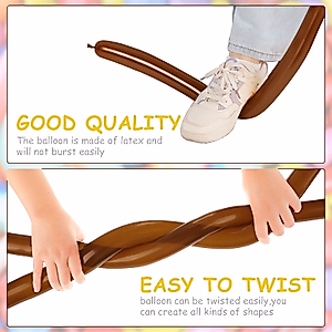 Skylety 100 Pieces Twisting Balloons Long Balloons DIY Latex Balloons Modelling Balloons for Birthday Wedding Engagement Anniversary Festival Party Decoration (Coffee)