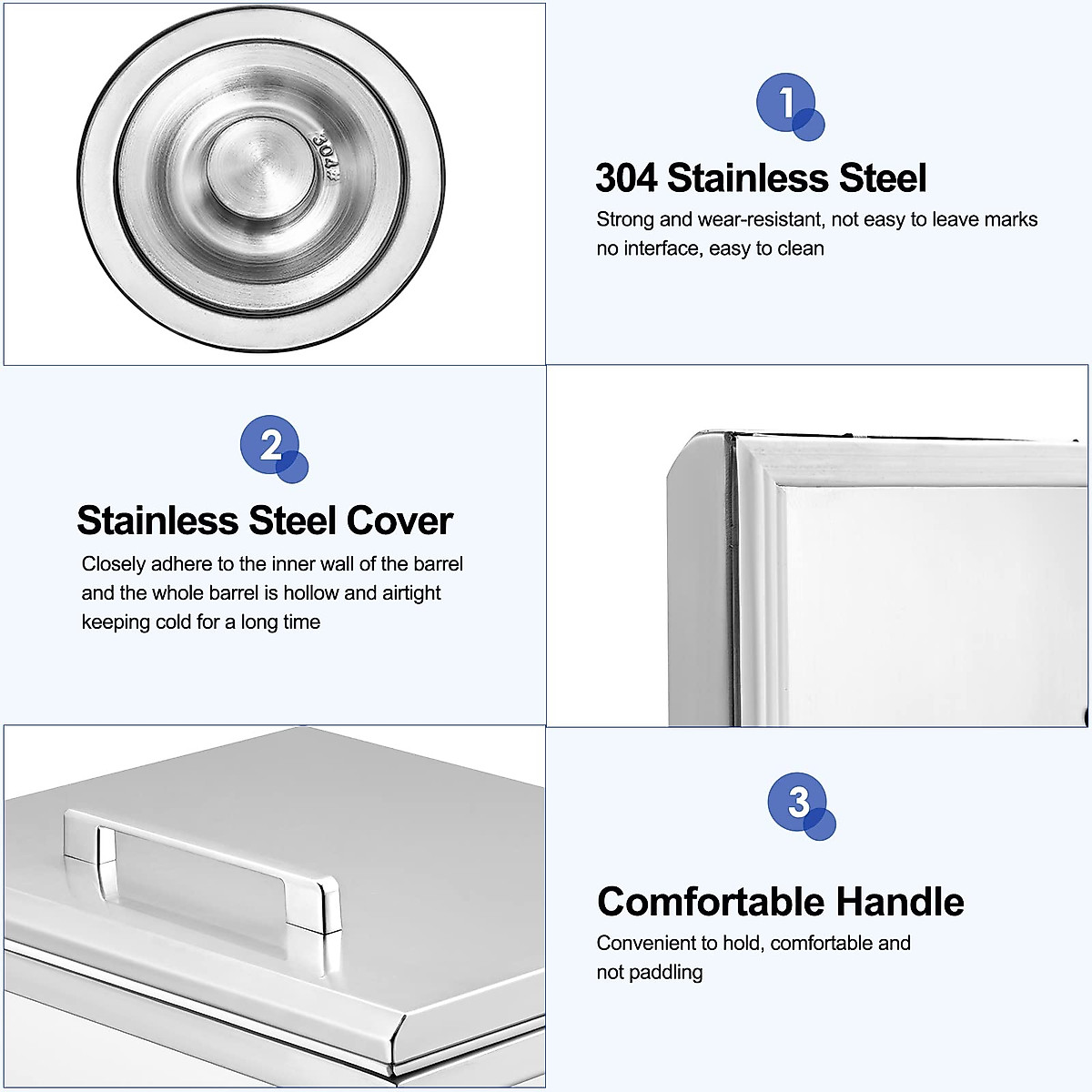 ETE ETMATE Outdoor Drop in Ice Chest W14'' D12'' H20'' Ice Chest Built-in Stainless Steel ice Bucket with Removable lid