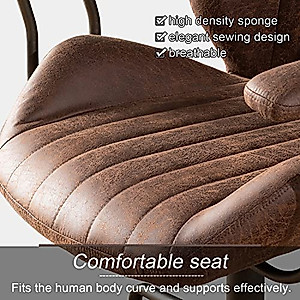 ovios Ergonomic Office Chair Modern Computer Desk Chair Suede Fabric Desk Chair with Armrests for Executive or Home Office (Dark Brown)