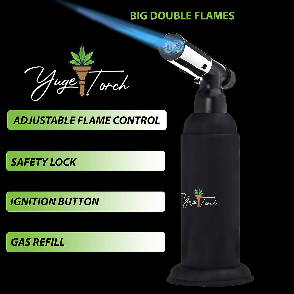 Yuge Torch Premium Butane Torch Cooking, Soldering & DIY Crafts Refillable Kitchen Blow Torch with 25g Gas Capacity Adjustable Mini Culinary Creme Brulee Food Torch Lighter (Butane Gas Not Included)