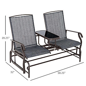 UYSB Patio Rocking Chair Bench 2 Person Rocker Deck Outdoor Furniture Chair Rocking Chair Rocker Chair Rocker Camp Chair Rocker Recliner Rocking Camp Chair Rocking Chairs Outdoor Rocking