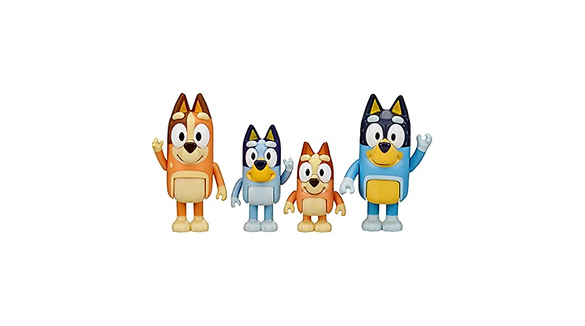 Bluey Family 4-Pack Poseable Figures for Kids – Realistic Play