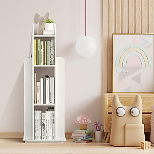 Nisorpa Rotating Bookshelf 360° Display Floor Standing Bookcase Freestanding Storage Organizer Holder Book Rack for Kids Multi-Functional Bookshelf Organizer 37.4'' x 13.38'' x 13.38''