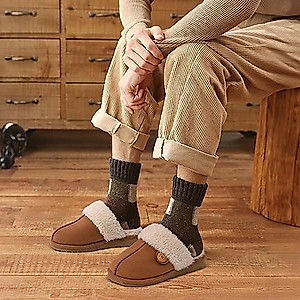 Litfun Fuzzy Slippers for Women with Memory Foam Winter Fluffy House Shoes Indoor Outdoor, Khiki Women Size 8-8.5