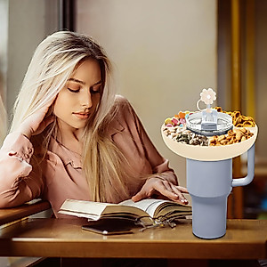 insefocc Stanley Cup 30 oz Snack Bowl with Handle, Compatible with Stanley Cup 30 oz Snack Bowl with Handle, Reusable Snack Bowl, Stanley Accessories, Silicone (White Snack Bowl)