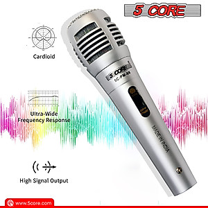 5 CORE Microphone Pair XLR Dynamic Mic Karaoke Singing Handheld Microfono Wired Professional Unidirectional 1/4 Plug in Cord Connection for Vocal DJ Music - PM-66K 1 Pair
