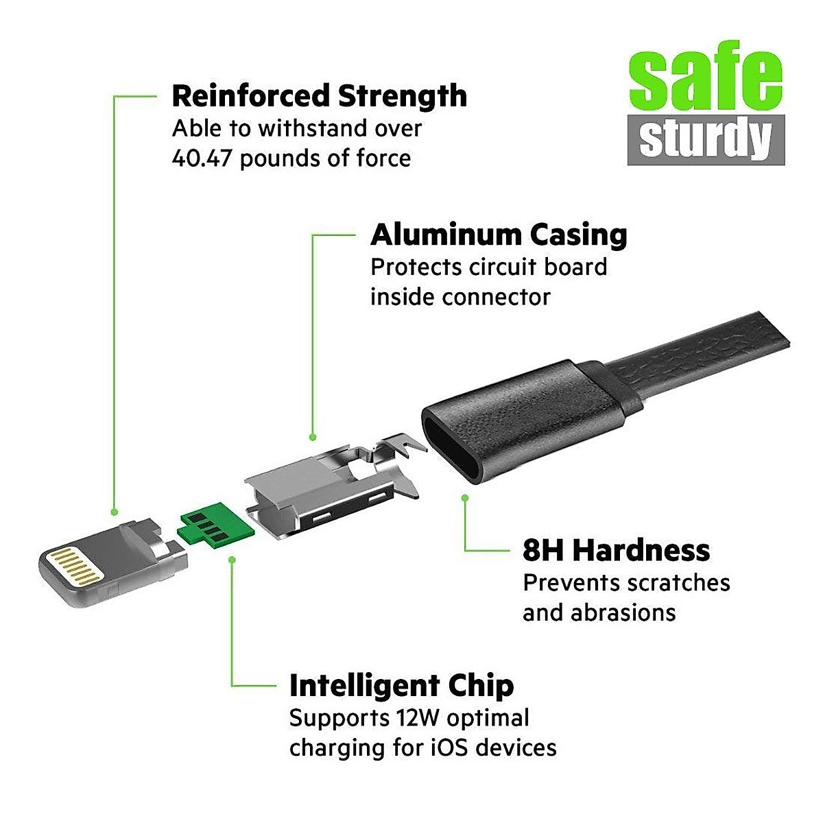 Lightning USB Leather Tassel Key Chain iPhone Charger, Compatible Cable with 7-Inch 2.4 Amp ChargeSync Cable for iPhone, iPad (Black)