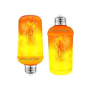 Wirleben 12Volt Low Voltage LED Flame Light Bulb DC12V Fire Flickering Orange Lights Bulb with E26 Standard Base for Halloween,Christmas,Outdoor Landscape Lighting,RV,Camper Lights 2-Pack