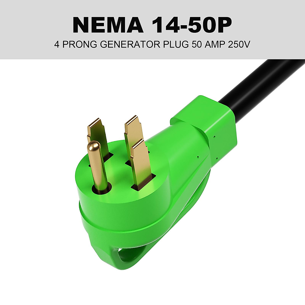 oviitech NEMA 14-50P to L14-30R Generator Transfer Switch Adapter Cord，250V, SJTW 10AWG*3C,50Amp Male to 30Amp Female Generator Welder Dryer RV EV Adapter Cord, 1.5FT,Green
