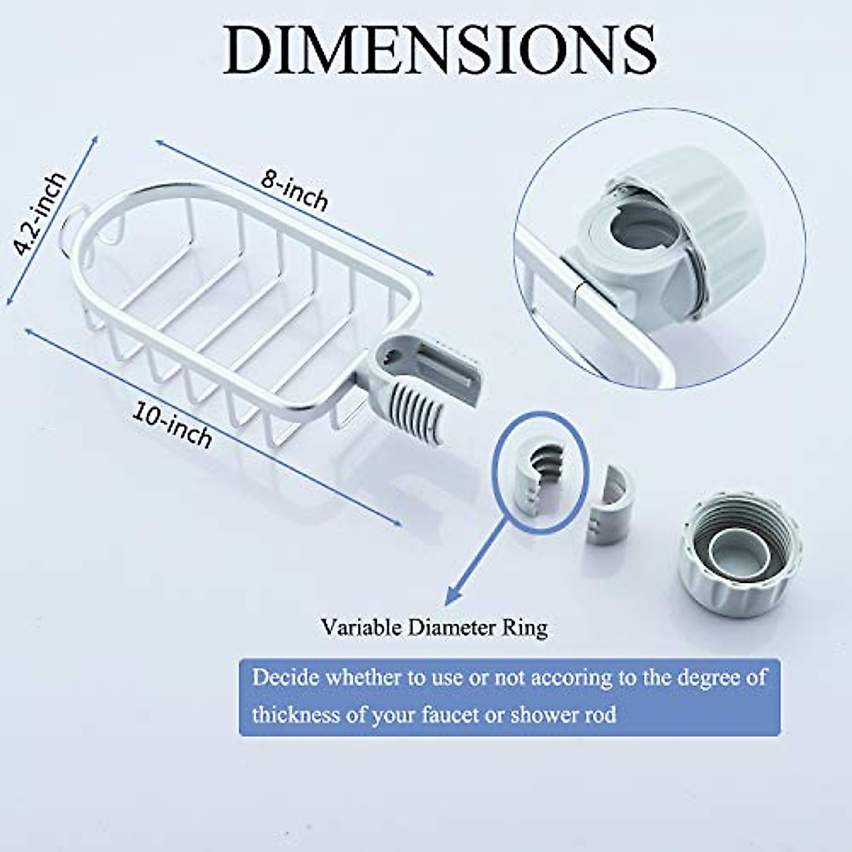 Faucet Shower Rod Assembled Kitchen Washing Sponge Holder Faucet Caddy Shower Soap Basket,Bright Silver Color